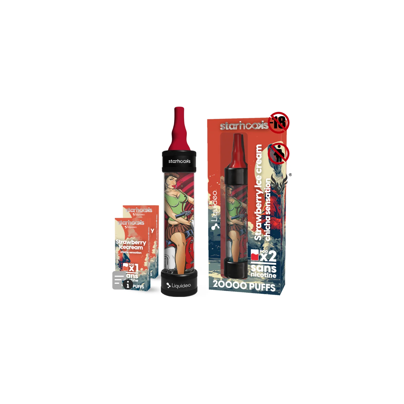 Puff Chicha Strawberry Ice Cream de Starhooks par Liquideo